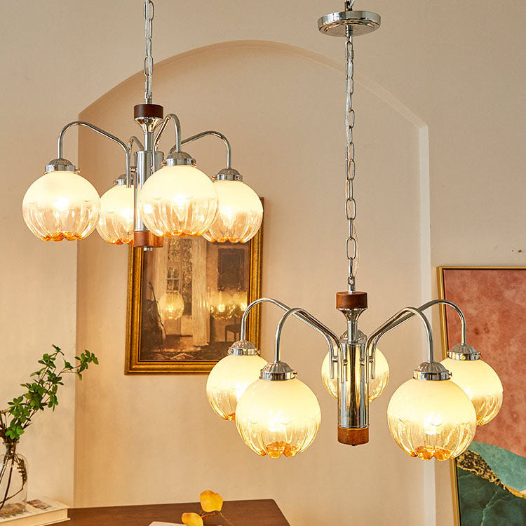 Contemporary Vintage Pod Iron Glass 3/4/5 Light Chandelier For Living – BulbSquare