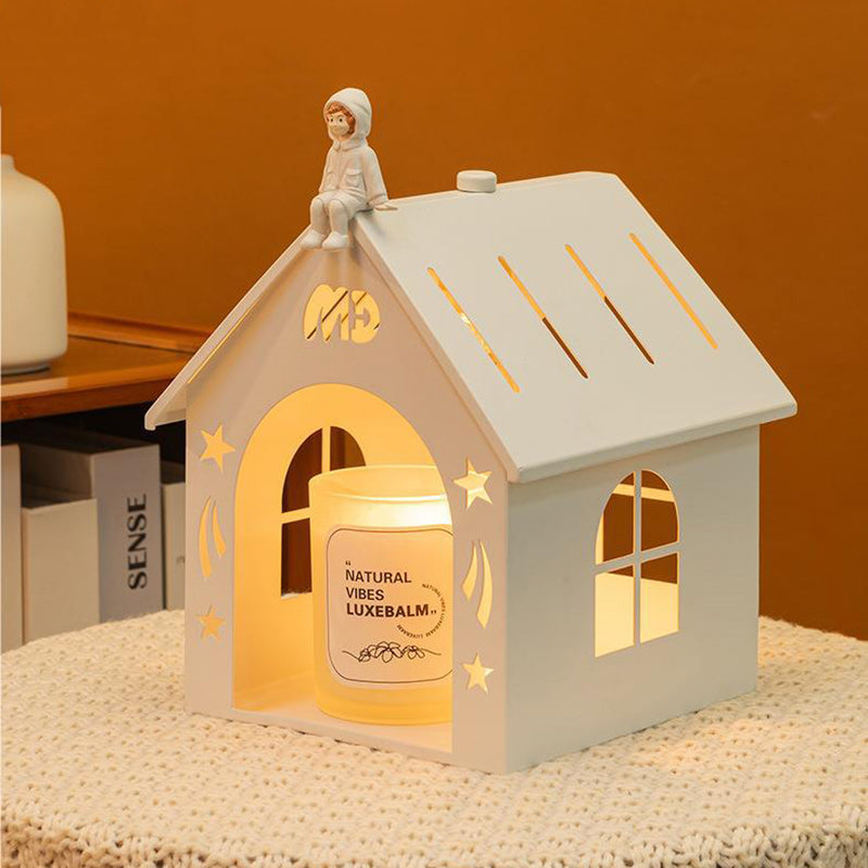 Modern Simplicity Iron Openwork House 1-Light Melting Wax Table Lamp F – BulbSquare