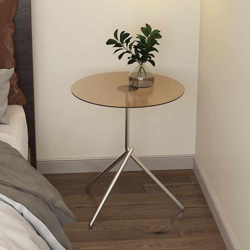 Contemporary Scandinavian Round Iron Acrylic End Table 1-Tier For Livi – BulbSquare