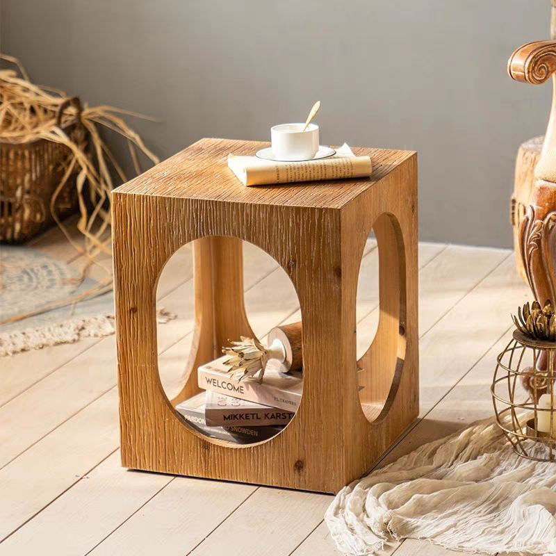 Traditional Japanese Square Solid Wood Side Table 2-Tier For Living Ro – BulbSquare