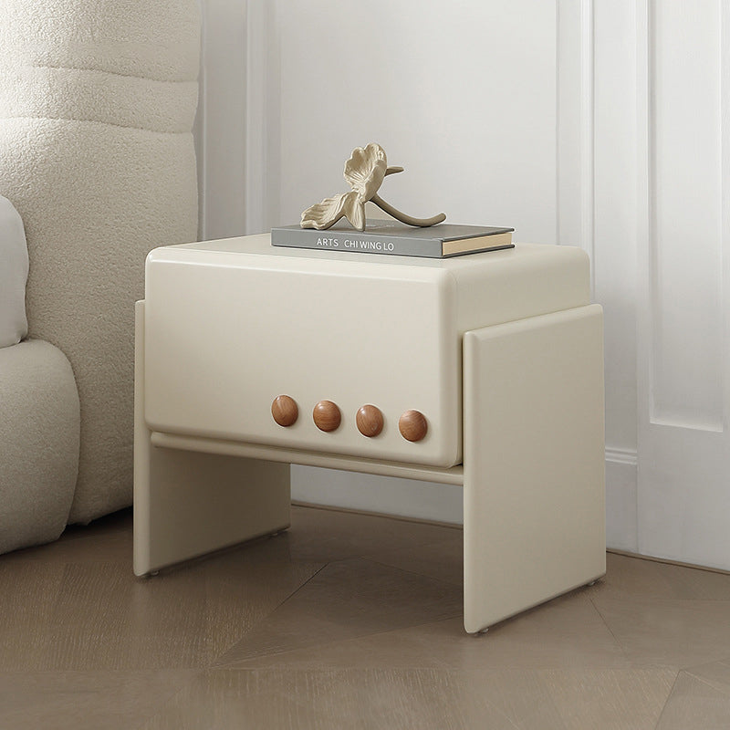 Contemporary Scandinavian Cream Solid Wood Rectangular Nightstand 1-Dr – BulbSquare
