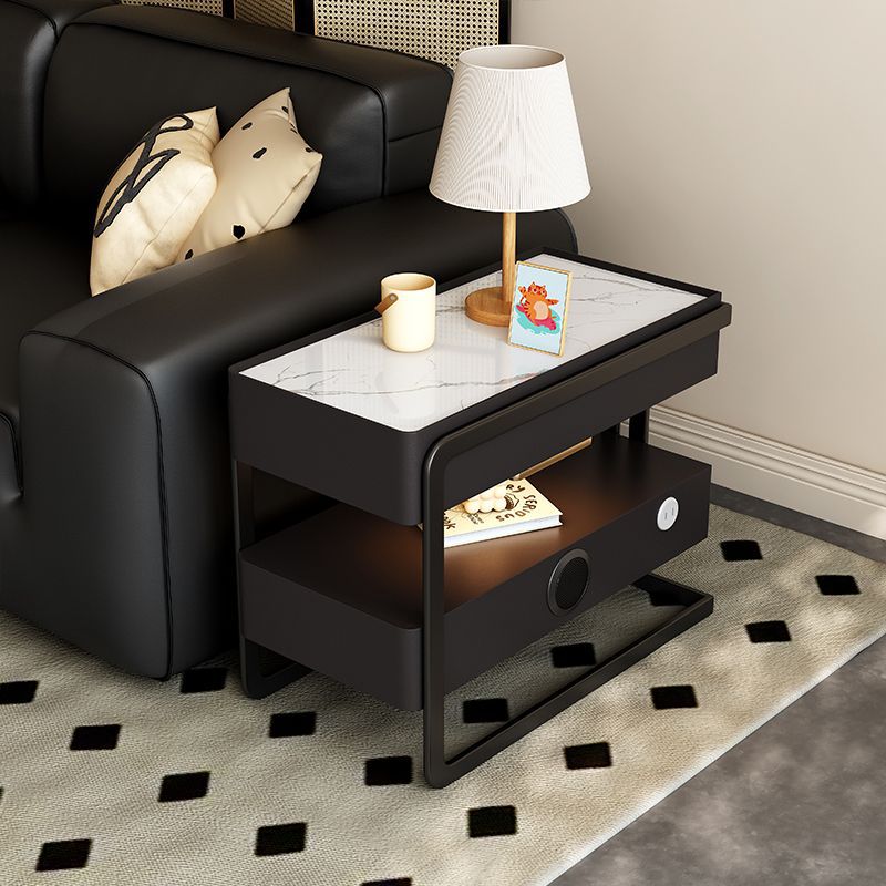 Contemporary Luxury Rectangular Sintered Stone Top Side Table 2-Tier W – BulbSquare