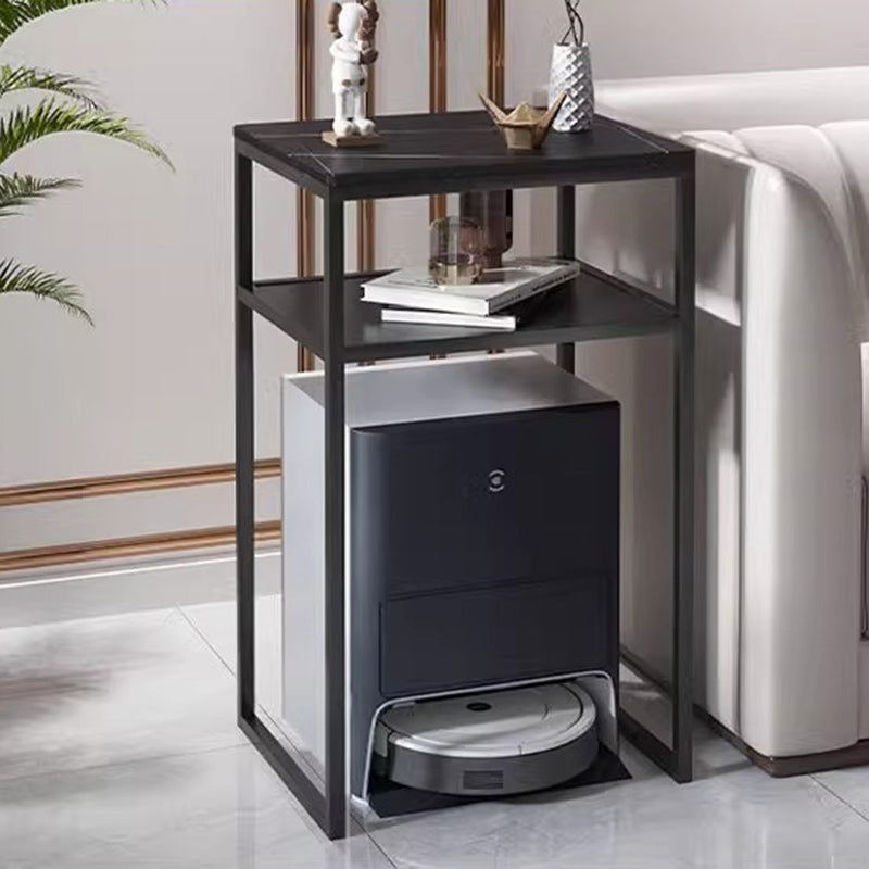 Modern Luxury Square Rectangular Metal Rock Slab End Table 2-Tier For – BulbSquare