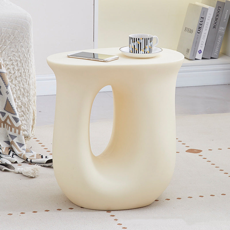 Contemporary Art Deco Hollow Design Oval Tabletop Plastic End Table Fo – BulbSquare