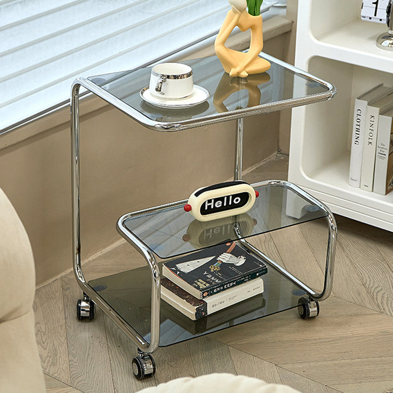 Modern Luxury Rectangular Stainless Steel Glass End Table 3-Tier for L – BulbSquare