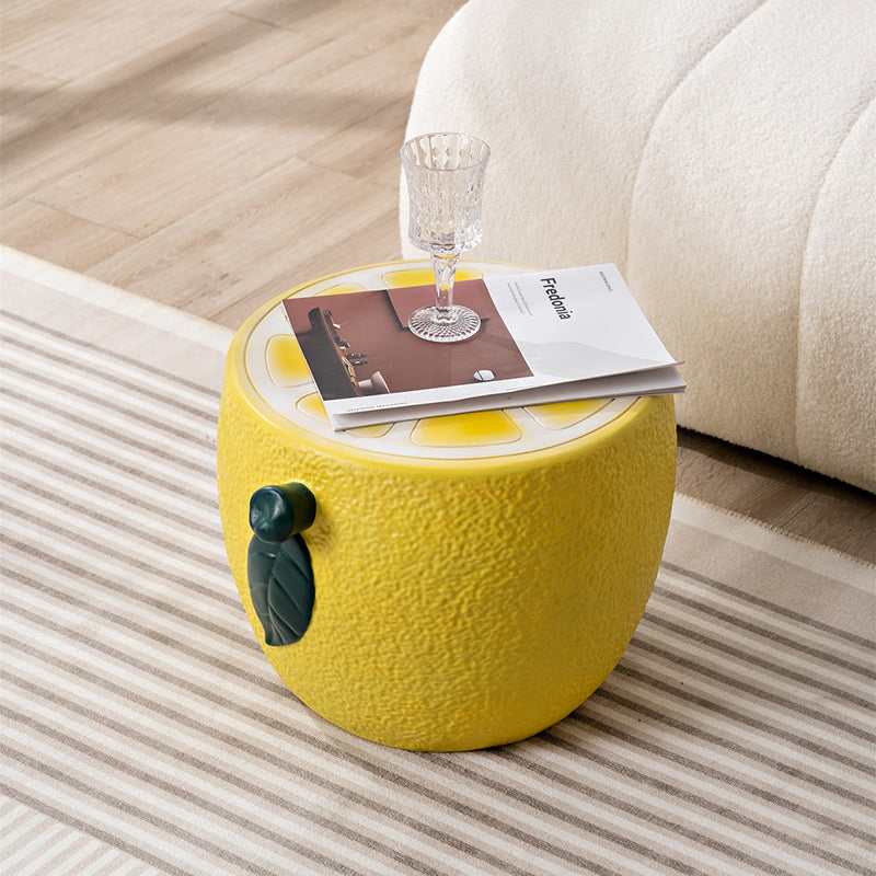 Modern Art Deco Lemon Leaf Round Plastic Chair Backless Armless For Be ...