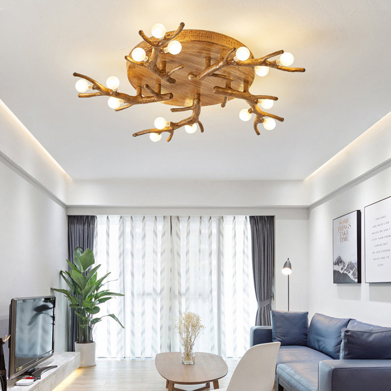 Contemporary Scandinavian Polymer Tree Branch Texture Glass Ball Shade ...