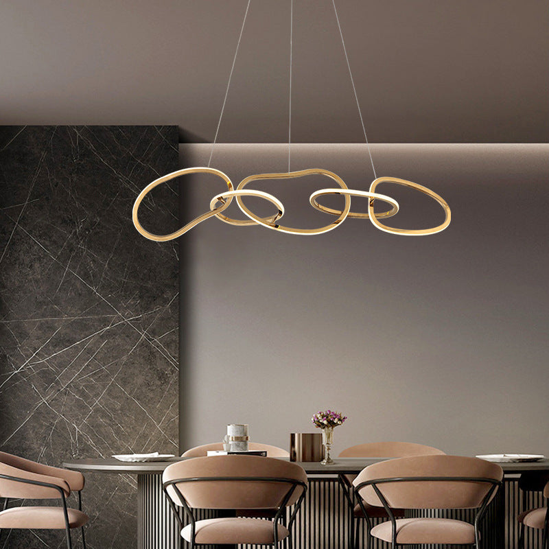 Modern Luxury Stainless Steel Interlocking Rings LED Chandelier For Li ...