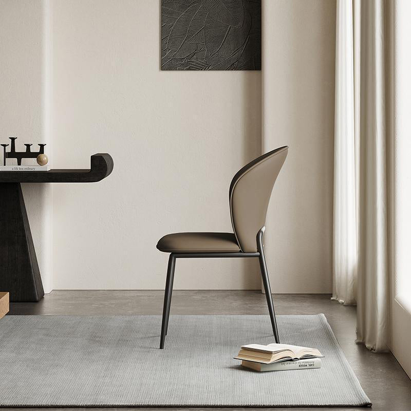 Modern Luxury Square Microfiber Leather Metal Dining Chair Backrest Ar ...
