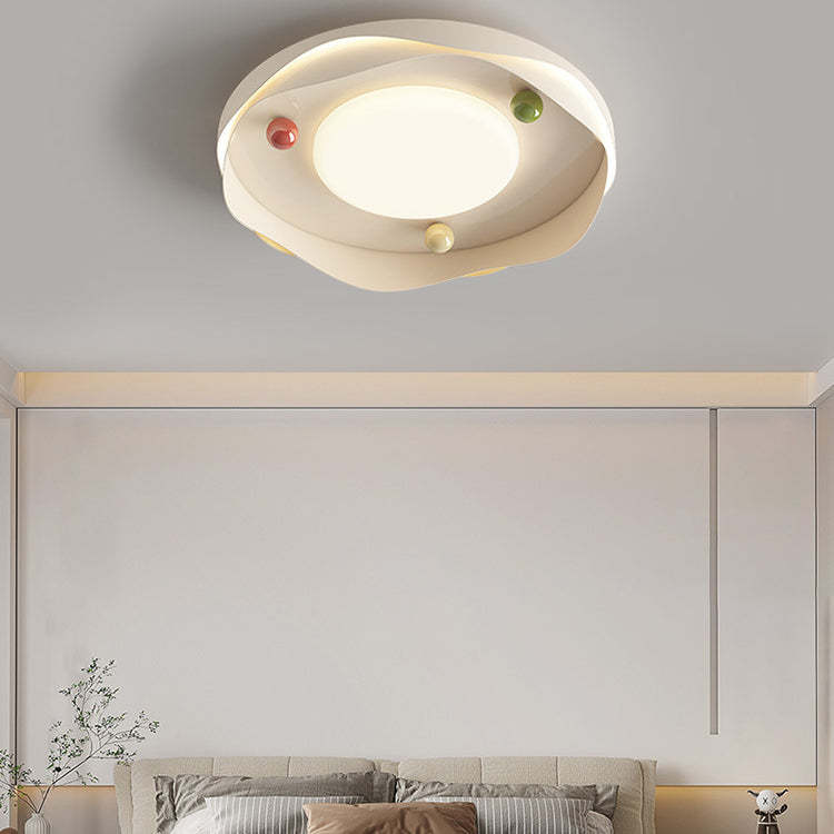 Contemporary Scandinavian Cream Acrylic Round LED Flush Mount Ceiling ...