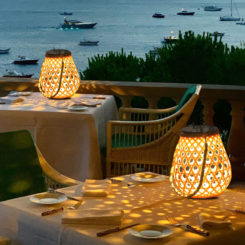 Japanese Solar Wicker Basket Plastic Waterproof Lithium Battery USB LE ...