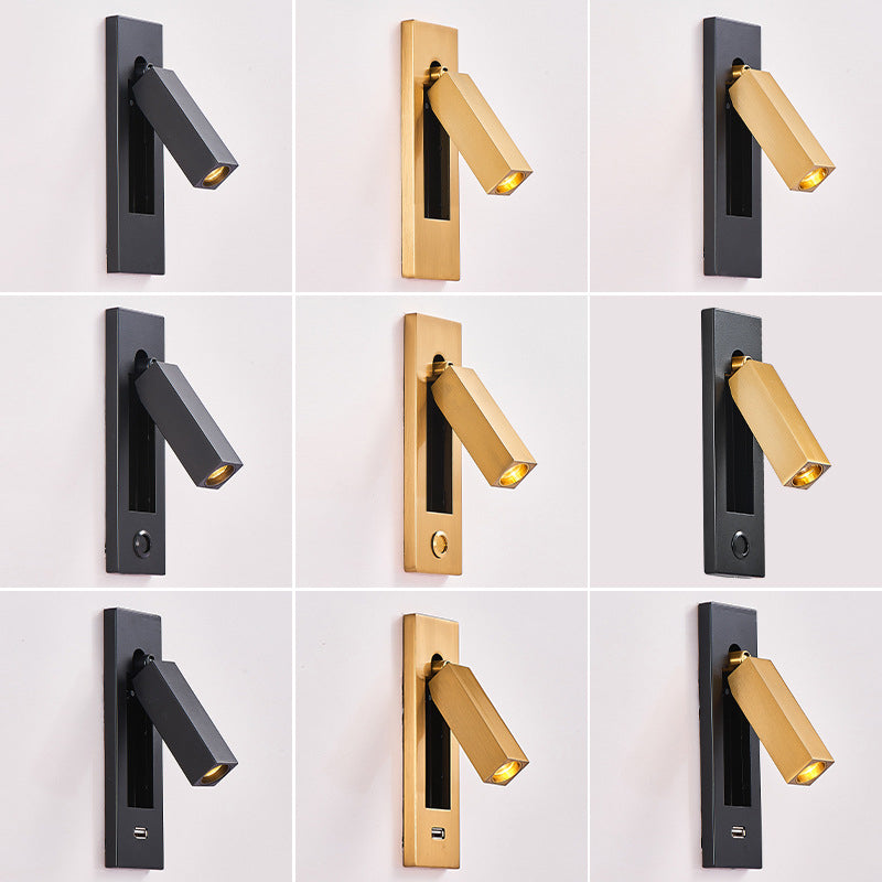 Modern Minimalist Rectangular Recessed Aluminum LED Wall Sconce Lamp ...