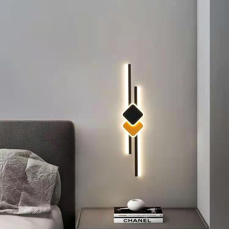 Modern Minimalist Long Strip Rhombus Iron Aluminum Acrylic LED Wall Sc ...