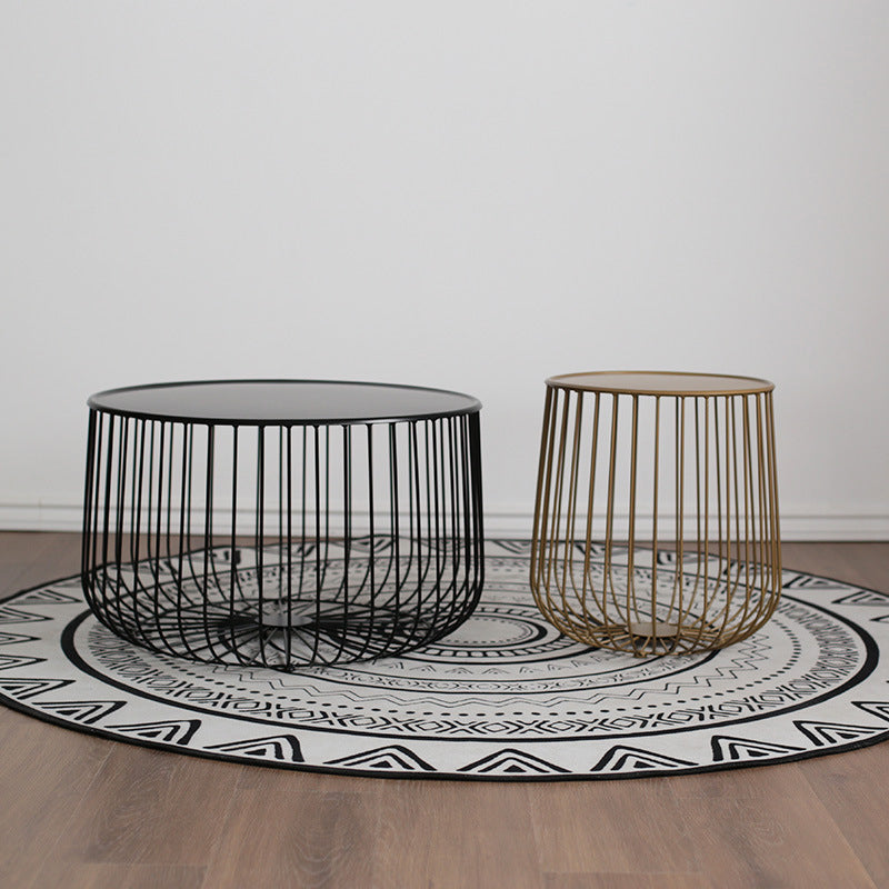 Contemporary Simplicity Iron Round Cage Design Coffee Table For Living ...