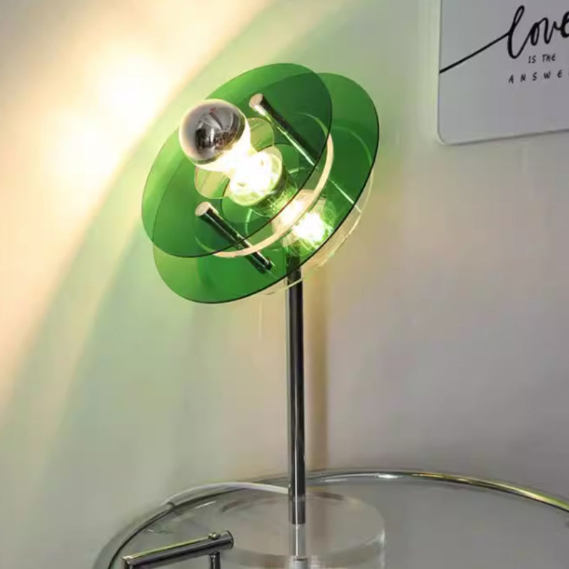 Modern Mid-Century Round Flying Saucer Iron Acrylic 1-Light Table Lamp ...