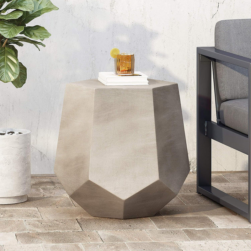 Contemporary Industrial Hexagonal Magnesium Oxide End Table For Living ...