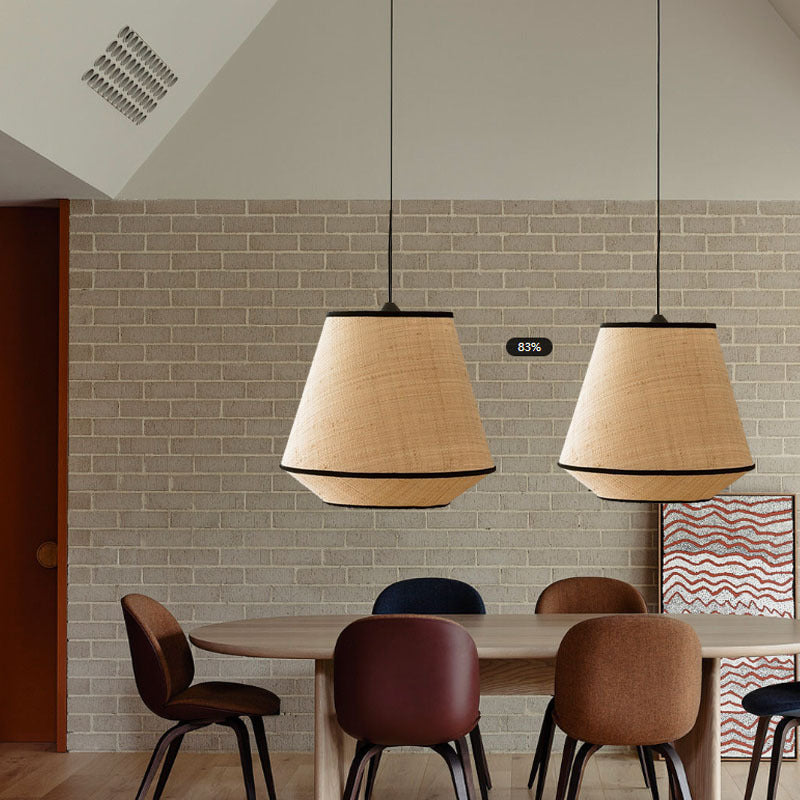 Traditional Japanese Cylinder Conic Trapezoidal Iron Fabric 1-Light Pe ...