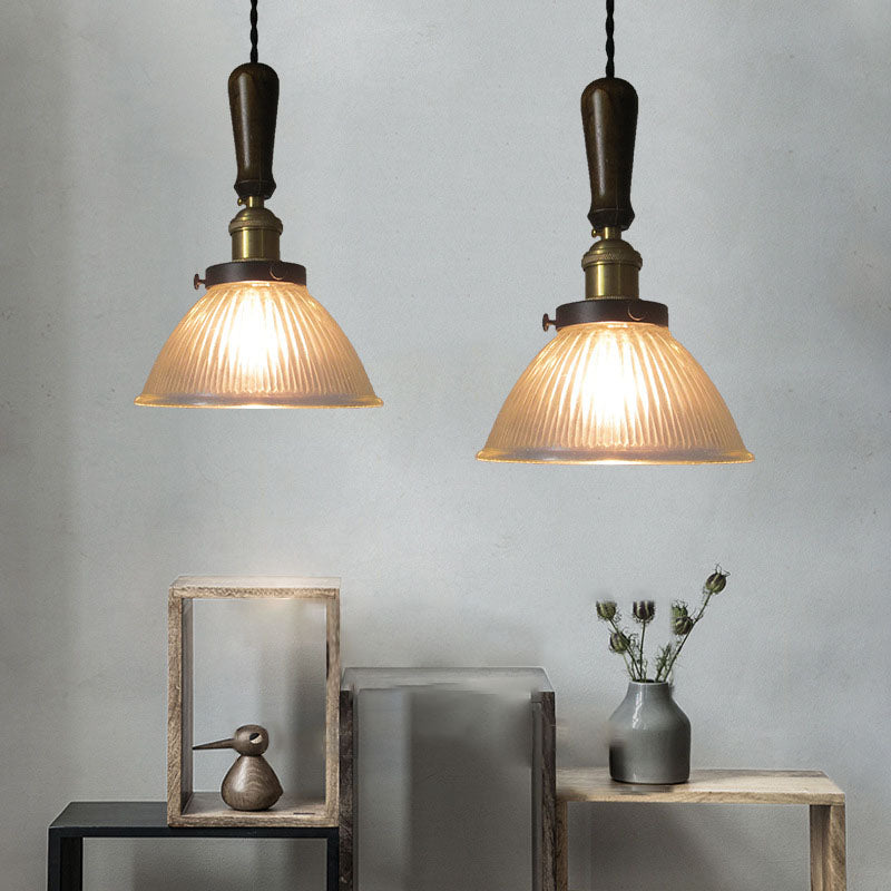 Retro Industrial Water Ripple Glass Bowl Shade 1-Light Pendant Light ...