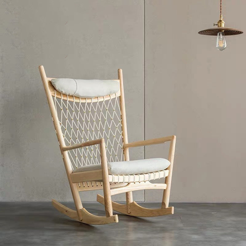 Contemporary Nordic Weaving Ash Wood Cotton Rope Velvet Cotton Square ...