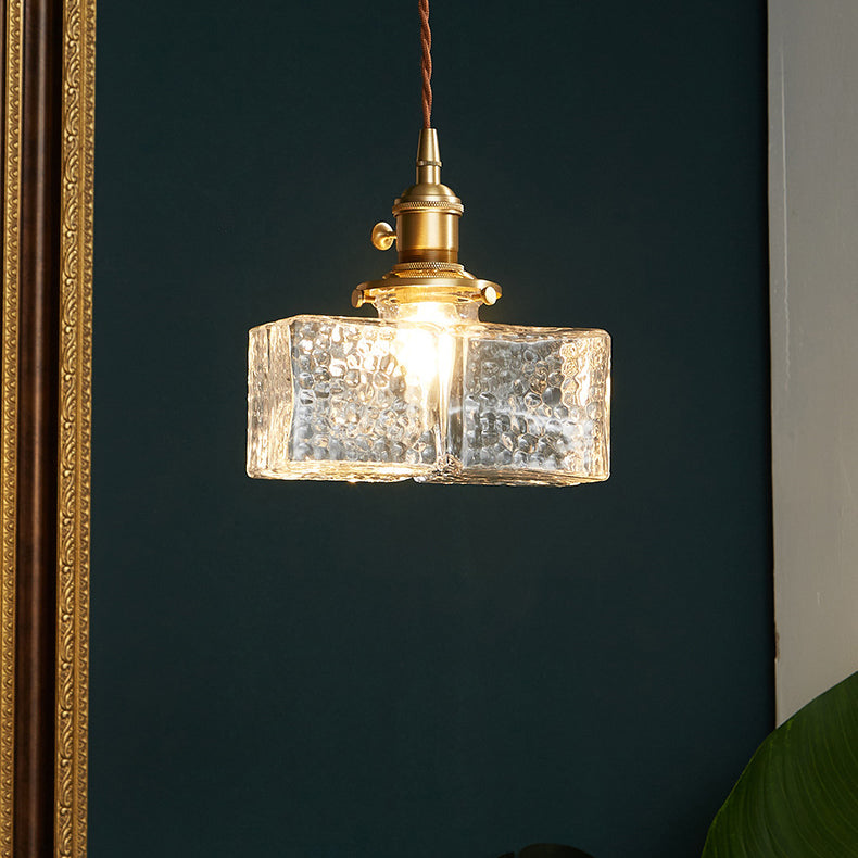 Contemporary Vintage Rectangular Square Draped Glass Brass 1-Light Pen ...