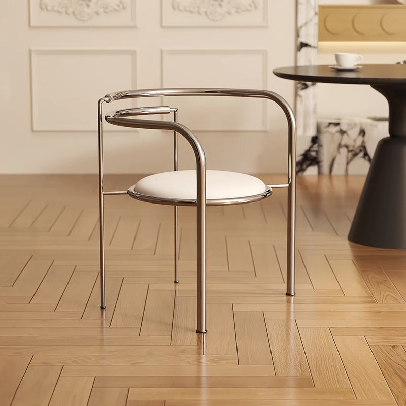 Traditional Vintage Round Stainless Steel Leather Chair Backrest Armre ...