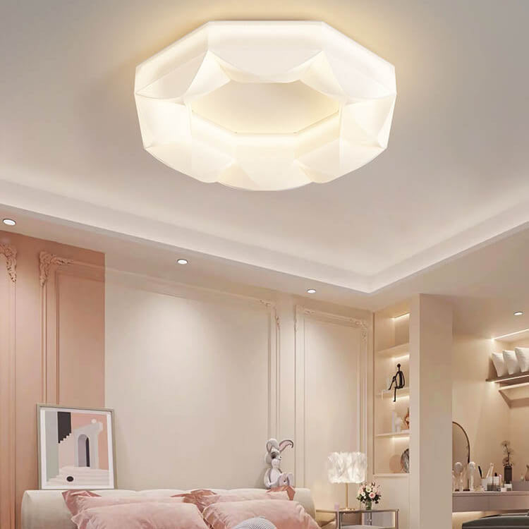 Nordic Creative White Polygon Wrought Iron LED Flush Mount Ceiling Lig ...