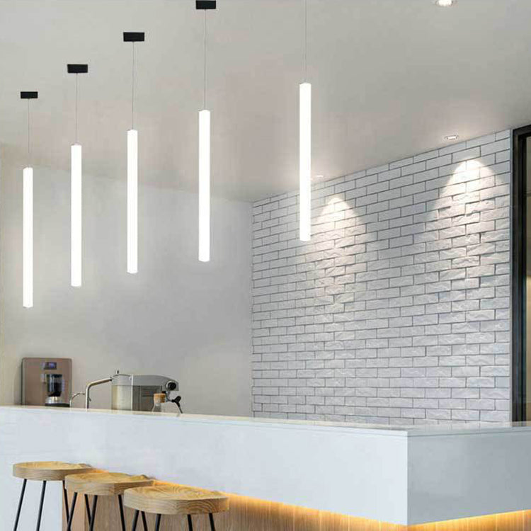 Modern Minimalist PC Straight Line LED Pendant Light For Living Room ...
