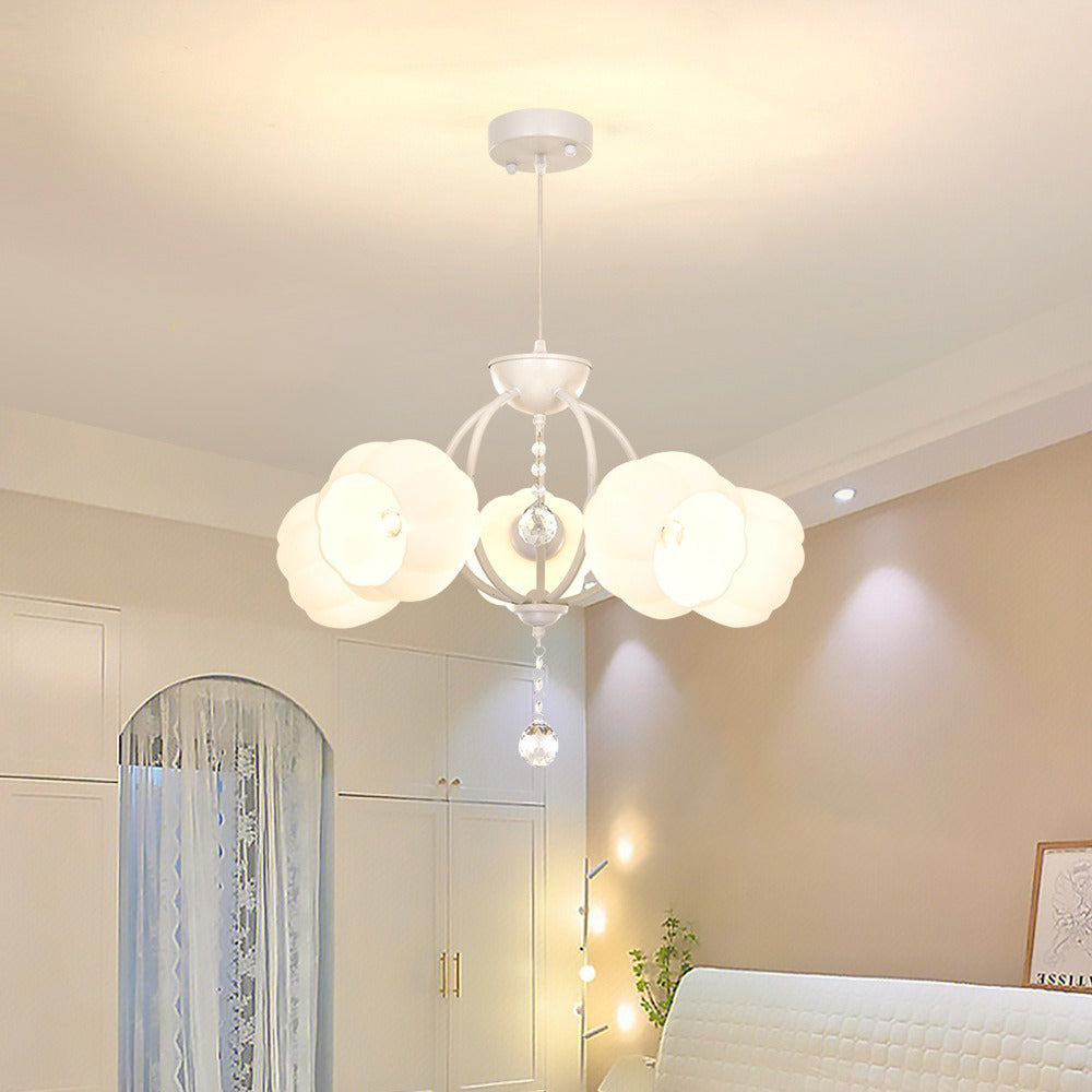 Modern Art Deco Crystal Glass Flower Shade 3/5-Light Chandelier For Li ...