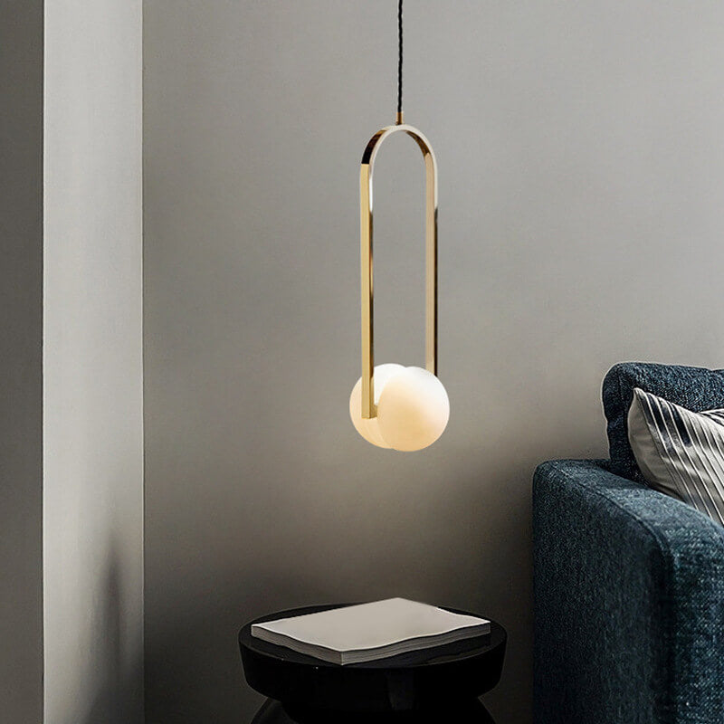 Danish Creative Milky White Glass Ball Gold-Finished Frame 2-Light Pen ...