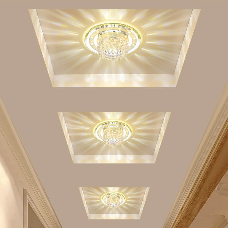 Minimalist Light Luxury Crystal Round Spotlight LED Flush Mount Ceilin ...