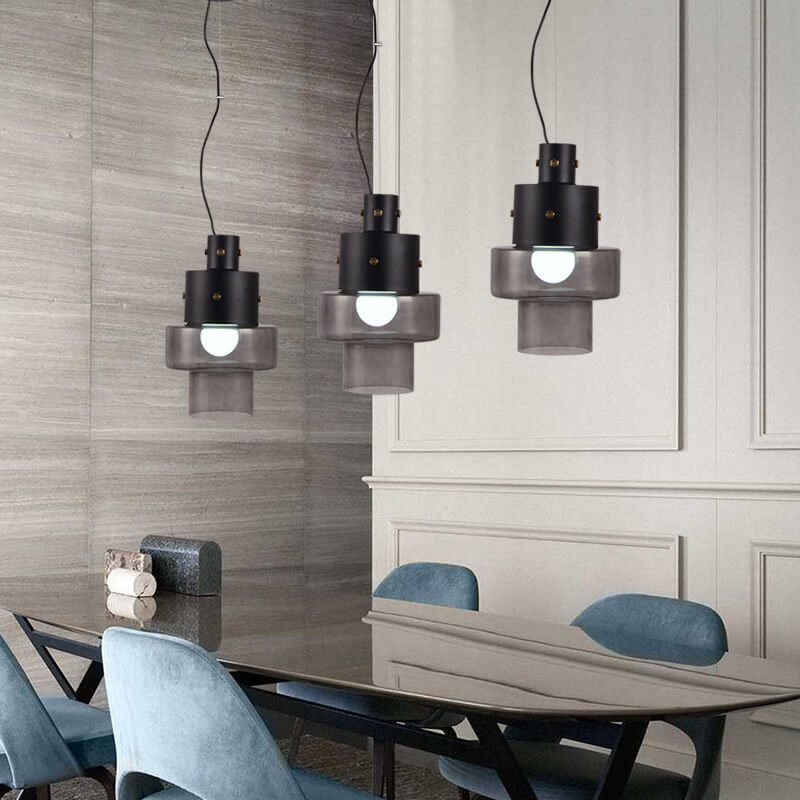 Nordic Minimalist Glass Barrel Shape Smoke Gray 1-Light Pendant Light ...