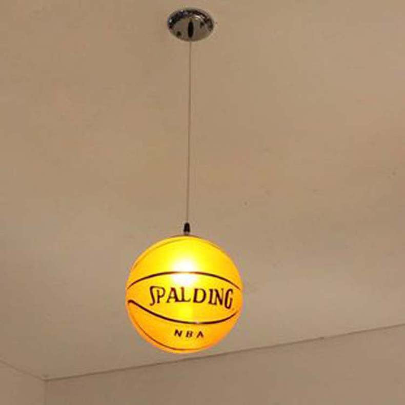 Contemporary Creative Iron Glass Basketball Shade 1-Light Pendant Ligh ...