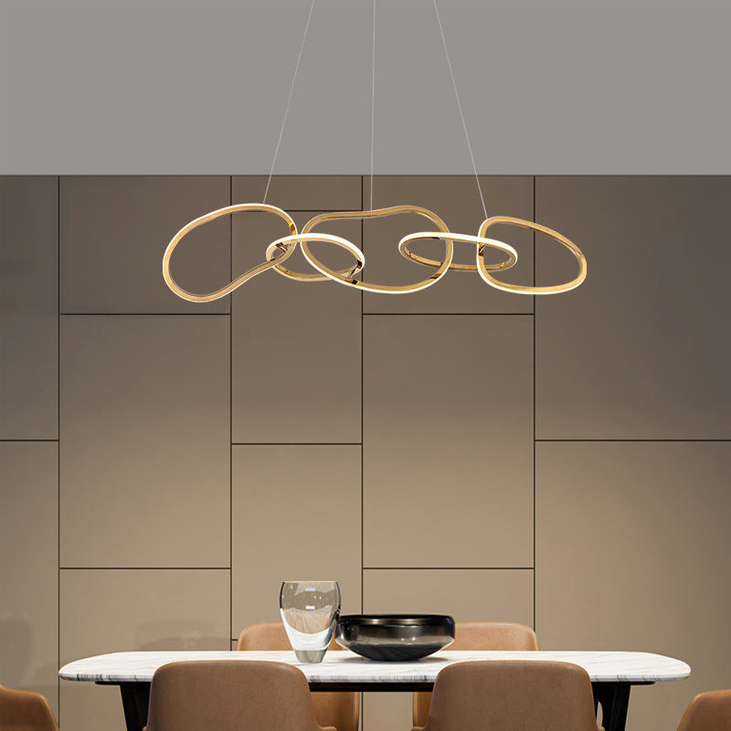 Modern Luxury Stainless Steel Interlocking Rings LED Chandelier For Li ...
