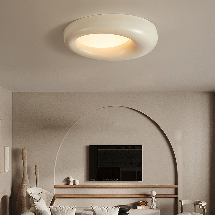 Modern Minimalist Hollow Round Acrylic Fiberglass LED Flush Mount Ceil ...