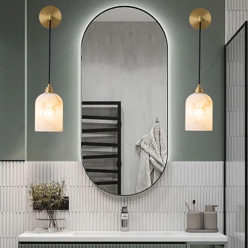 Nordic Light Luxury Marble Column Copper 1-Light Wall Sconce Lamp ...