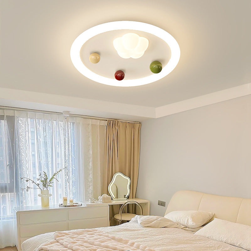 Contemporary Scandinavian Round Iron PC LED Flush Mount Ceiling Light ...