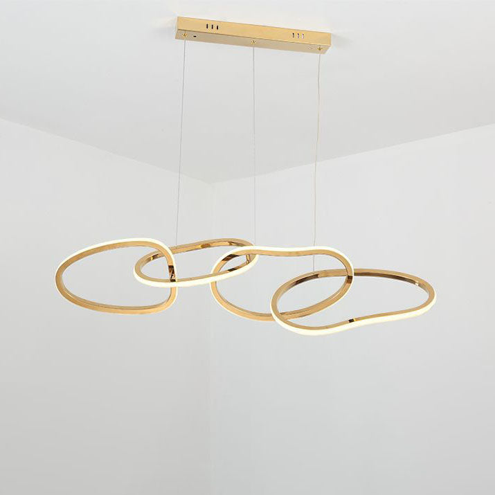Modern Luxury Stainless Steel Interlocking Rings LED Chandelier For Li ...