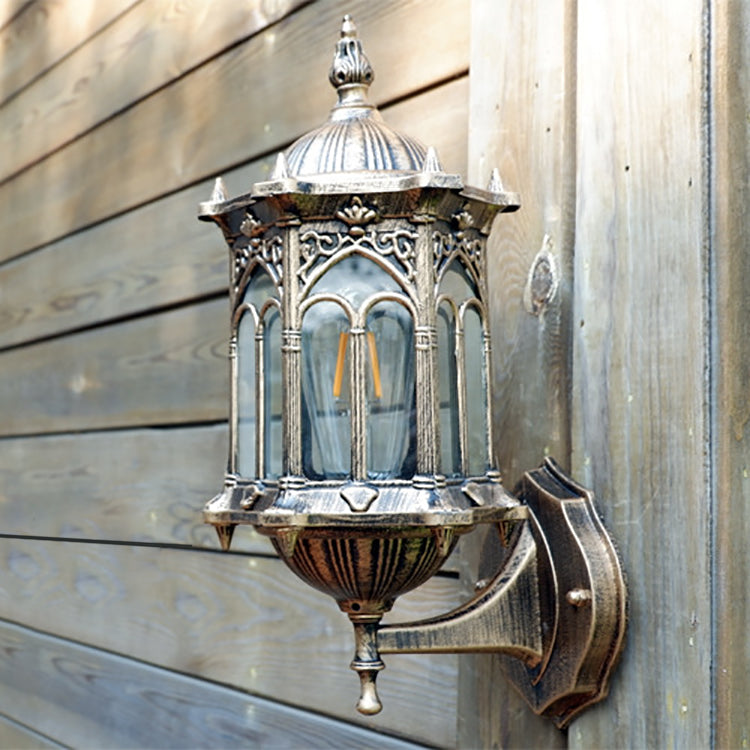 Traditional European Hexagonal Aluminum Watermarked Glass 1-Light Wall ...