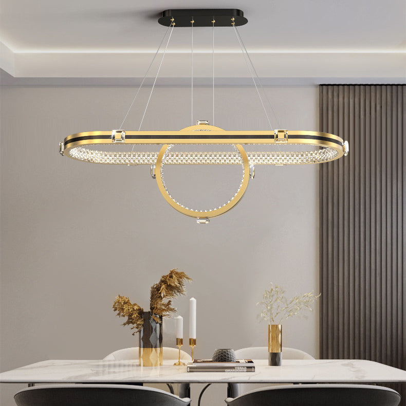 Contemporary Luxury Aluminum Acrylic Oval Ring LED Island Light Chande ...