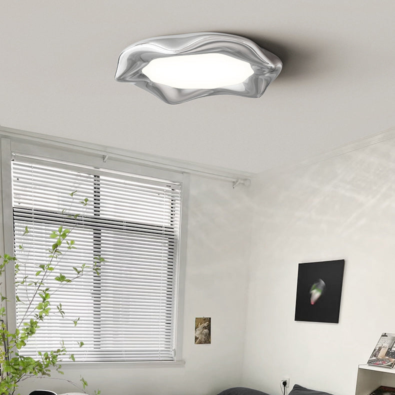 Modern Minimalist Irregular Round Iron ABS LED Flush Mount Ceiling Lig ...