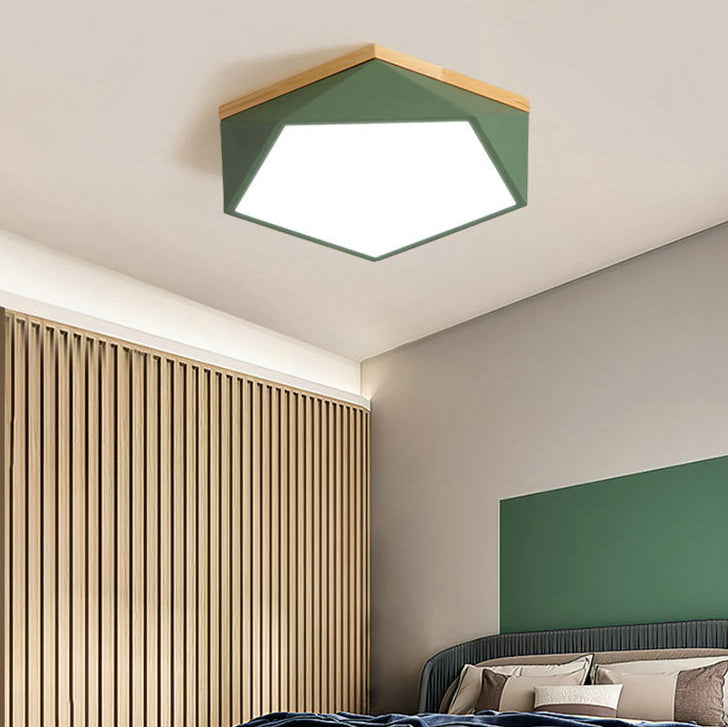 Contemporary Scandinavian Iron Acrylic Polygon LED Flush Mount Ceiling ...
