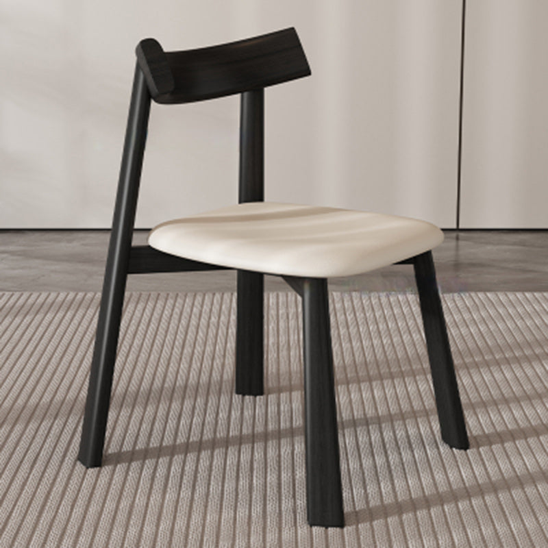 Modern Minimalist Rectangular Wood Leather Chair Backrest Armless For ...