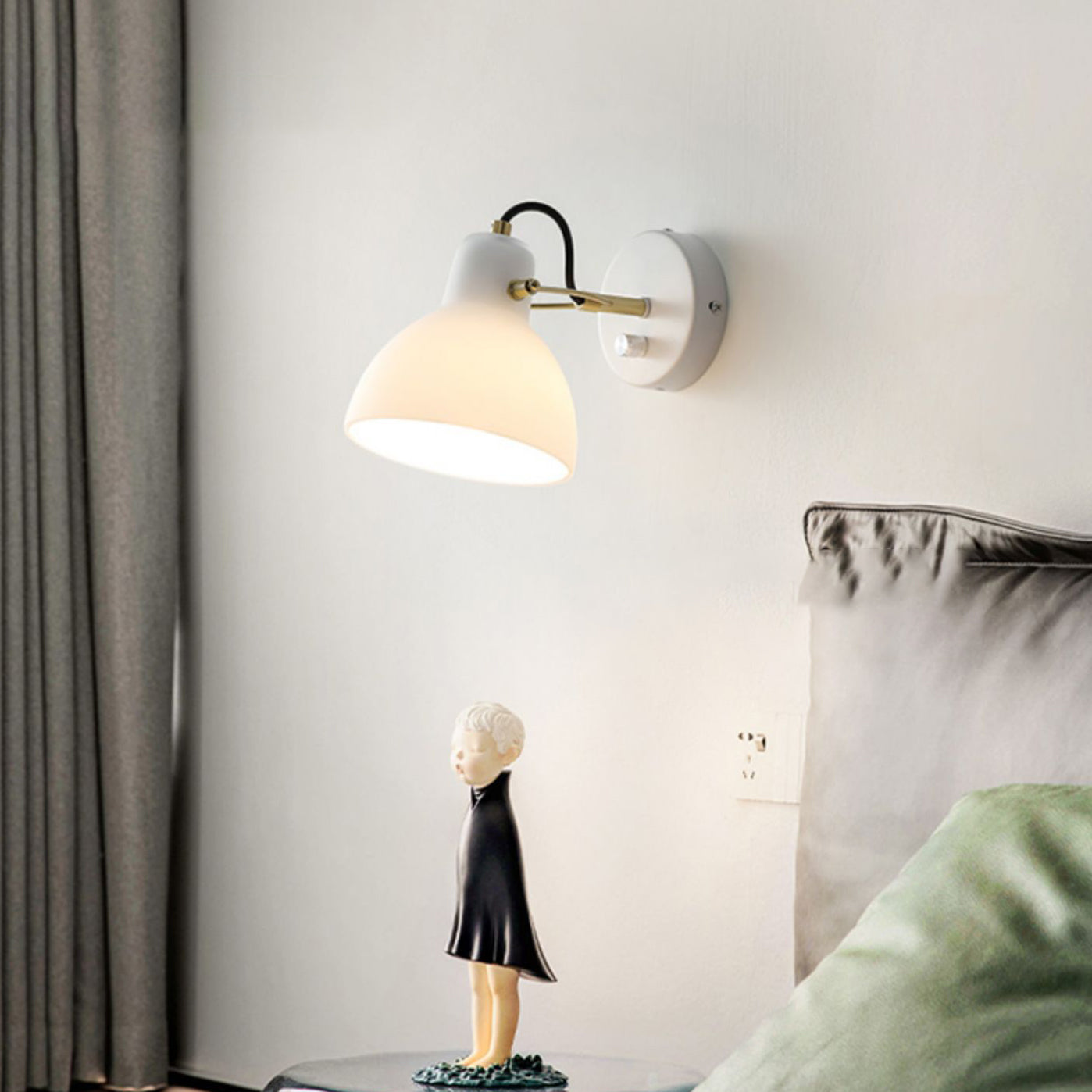 Modern Simplicity Iron Glass Dome Hemispheroid 1-Light Wall Sconce Lam ...