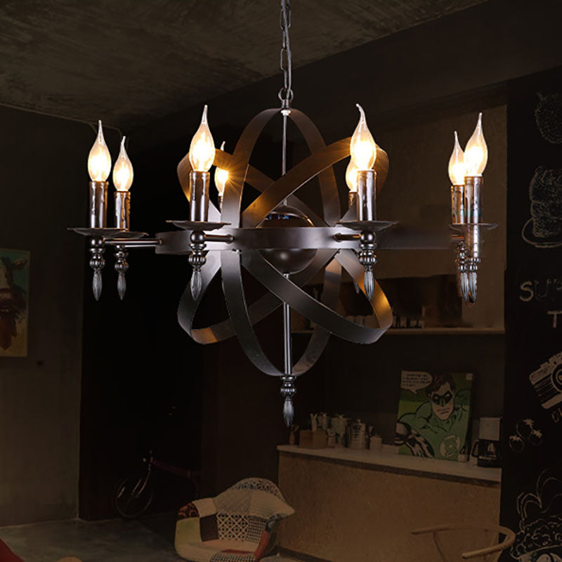 Traditional Colonial Round Ball Candelabra Iron 6/8 Light Chandelier F ...