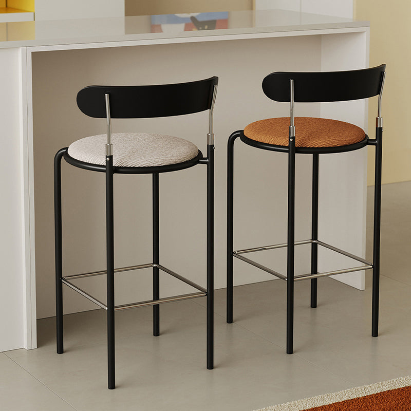 Modern Minimalist Round Wrought Iron Solid Wood Plywood Fabric Bar Sto ...