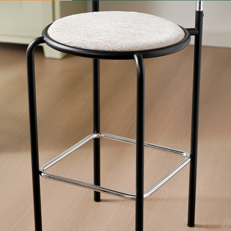 Modern Minimalist Round Wrought Iron Solid Wood Plywood Fabric Bar Sto ...