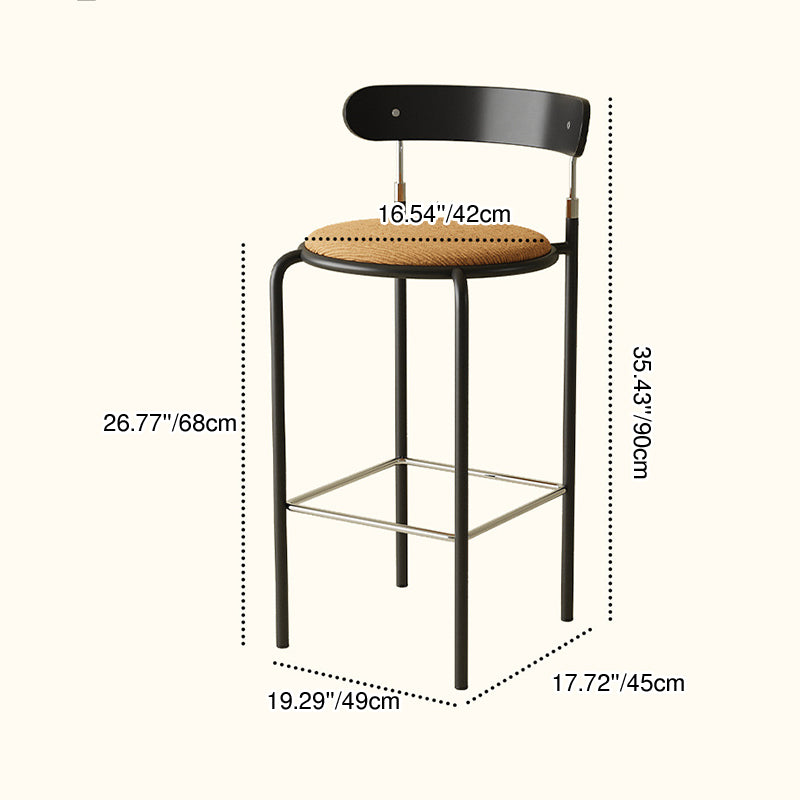 Modern Minimalist Round Wrought Iron Solid Wood Plywood Fabric Bar Sto ...