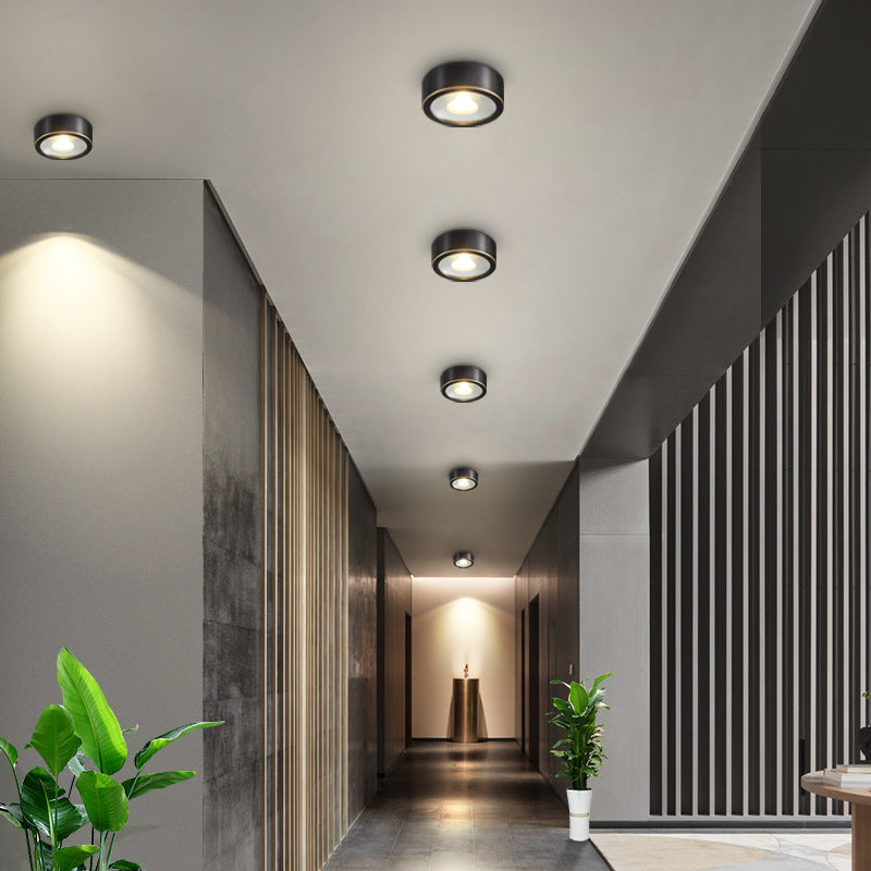 Modern Minimalist Round Full Copper Downlight LED Flush Mount Ceiling ...