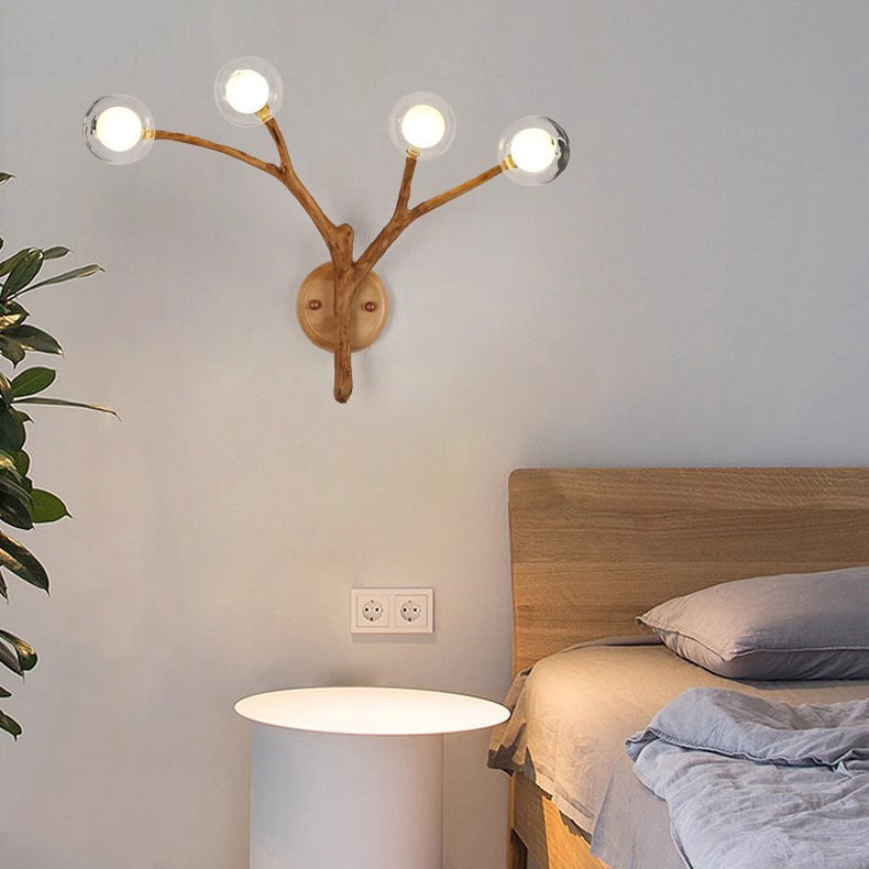 Traditional Japanese Branches Polymer Glass Lampshade 4 - Light Wall S ...