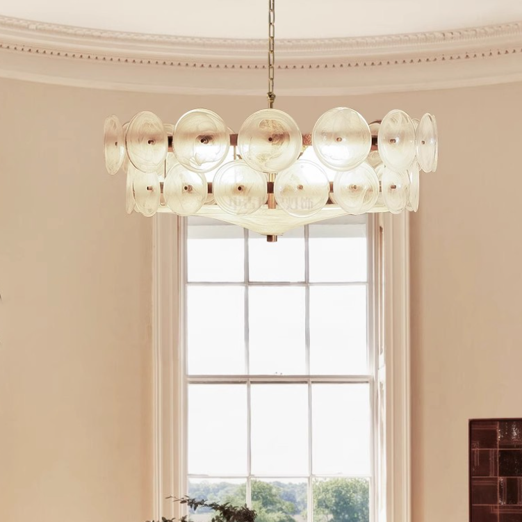 Traditional French Dome Round Circle Iron Glass 8/10 - Light Chandelie ...